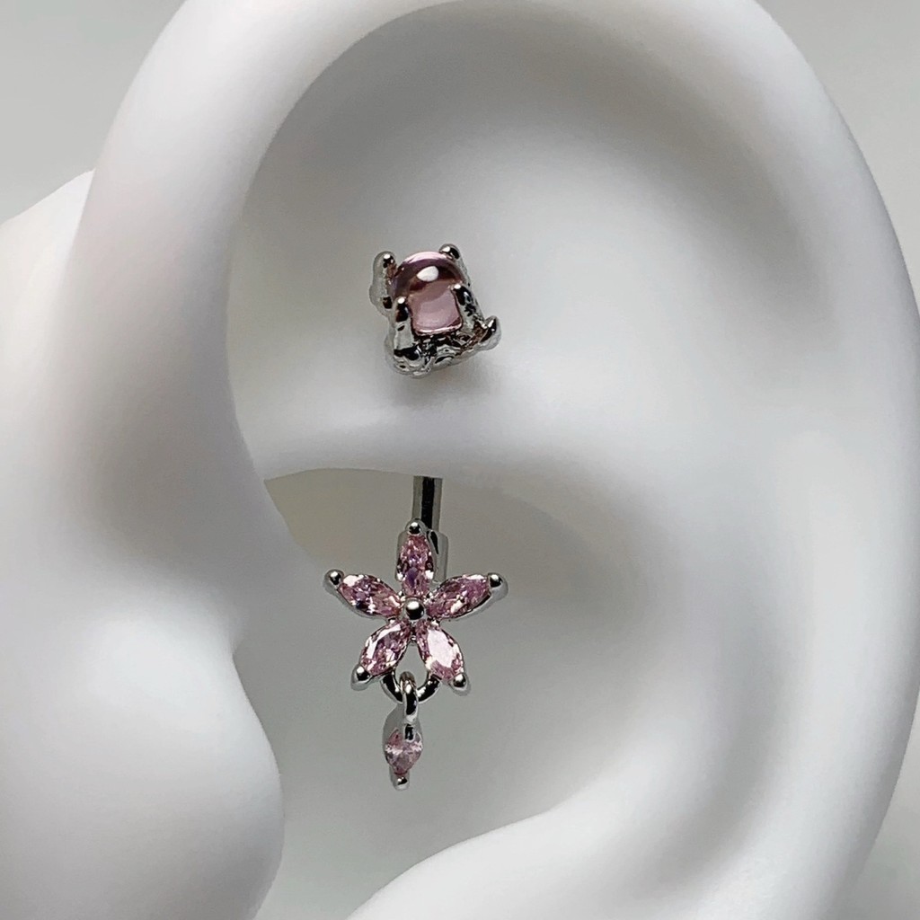 Pink Dragon Ball rook Stud Earrings Sweet Cool Flower Stud Earrings ...