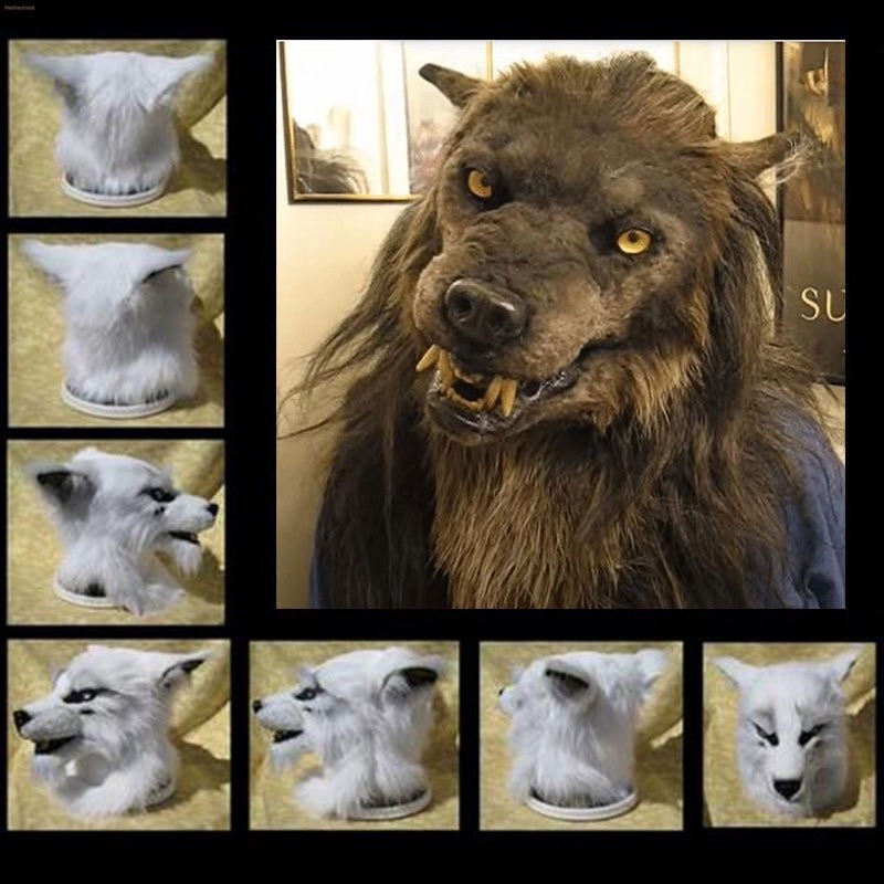 JU8 Werewolf Face Cover Glowing Eyes Movable Ears and Jaws for ...