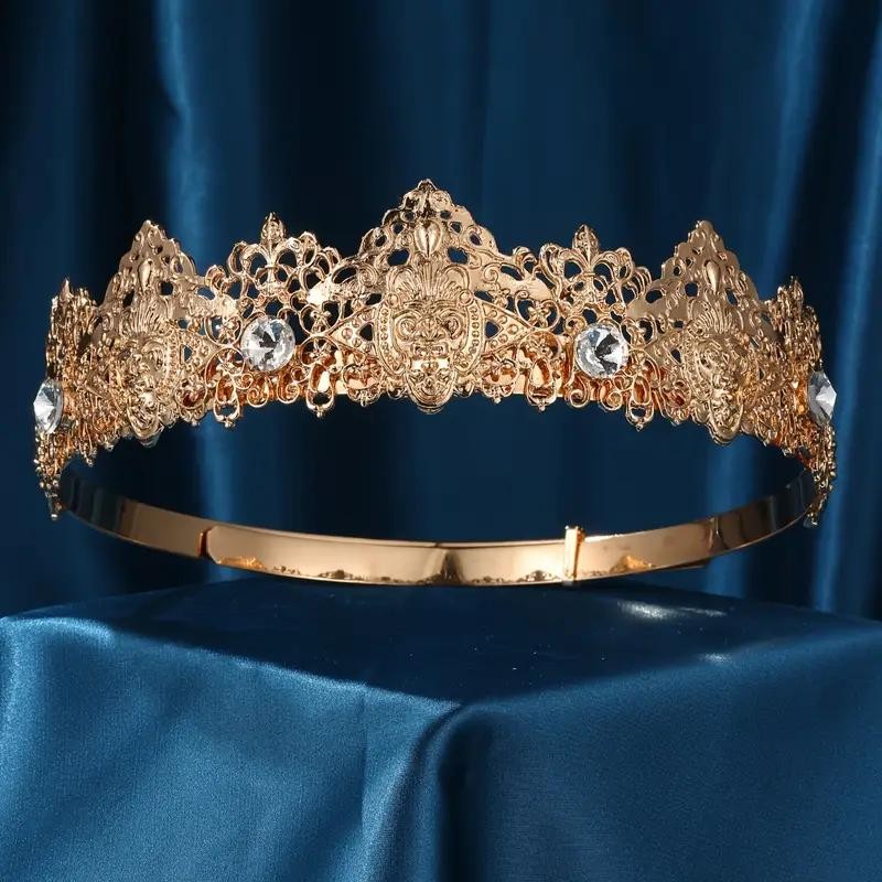 Men's Adjustable Round Crown Full Baroque King Crown Glamorous Medieval ...