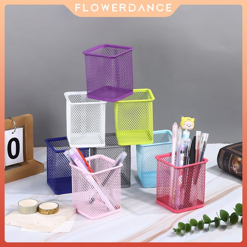 Multifunction Round/square Mesh Pen Pot Multicolor Pen Holder Desk Tidy ...