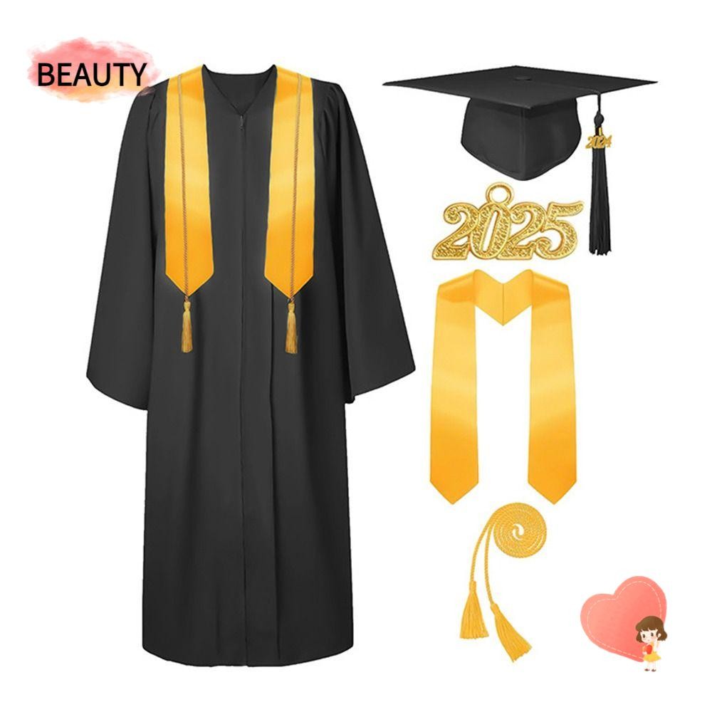 BEAUTY 5Pcs/Set Graduation Gown Set, Zipper Closure With Hat Tassel ...