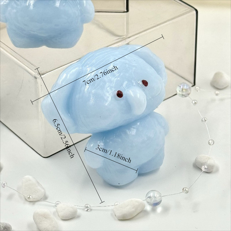 Serene Blue Elephant Figurine - Soft, Squeezable Miniature Toy with ...