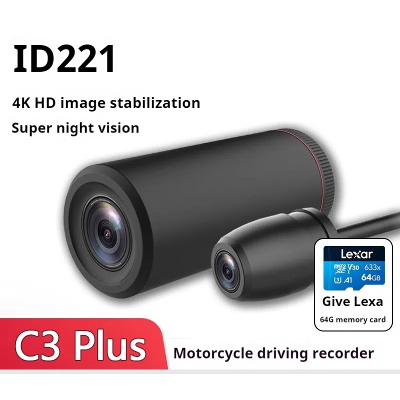 Id221 c3plus motorcycle driving recorder with front and rear dual lens ...
