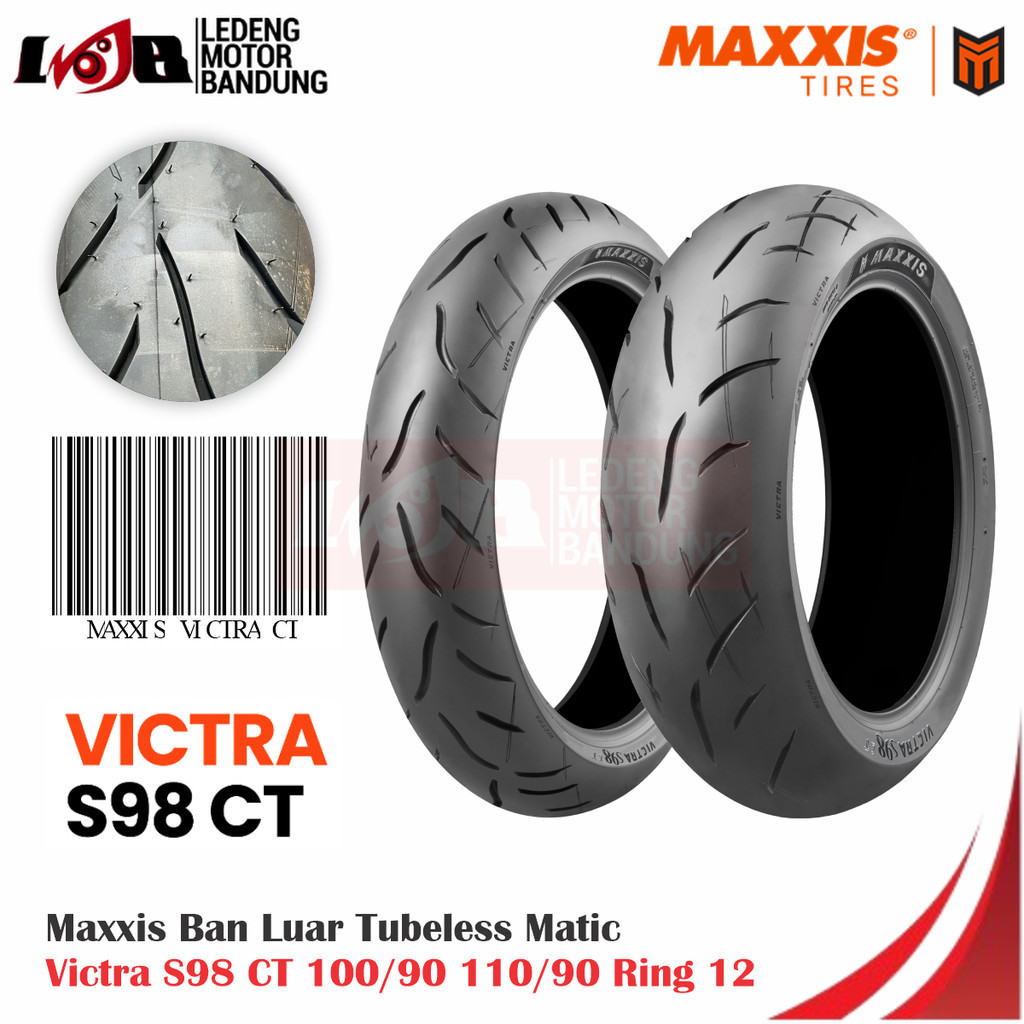 Tire Maxxis Victra CT 100/90 110/90 Ring 12 Tubeless Vespa Freego Scoopy New Motor Matic ...