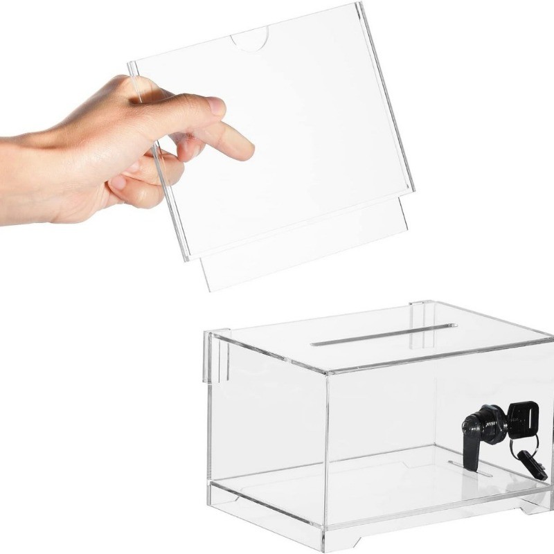 1 Pack Acrylic Donation Box Donation Box with Lock Clear Ballot Box ...