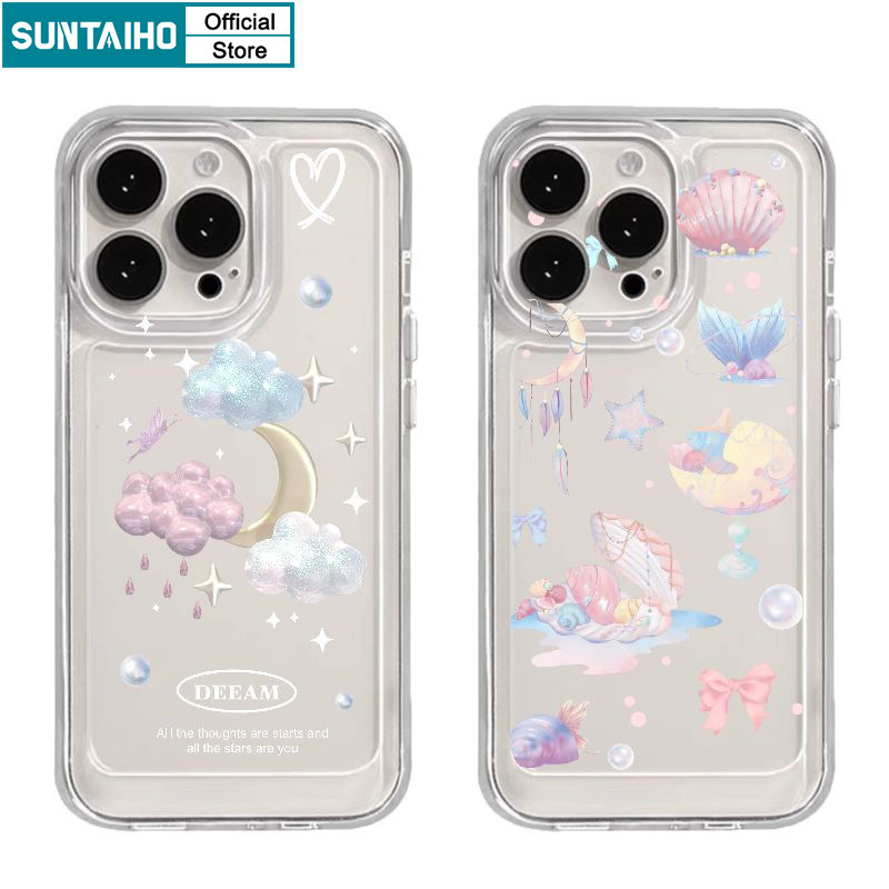 Suntaiho Aesthetic Unique Casing Dreamy Nebula Shell Pattern Phone Case ...