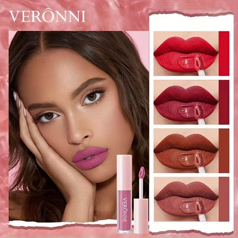 VERONNI 12 Colors Velvet Matte Lipstick Long Lasting Moisturizing ...