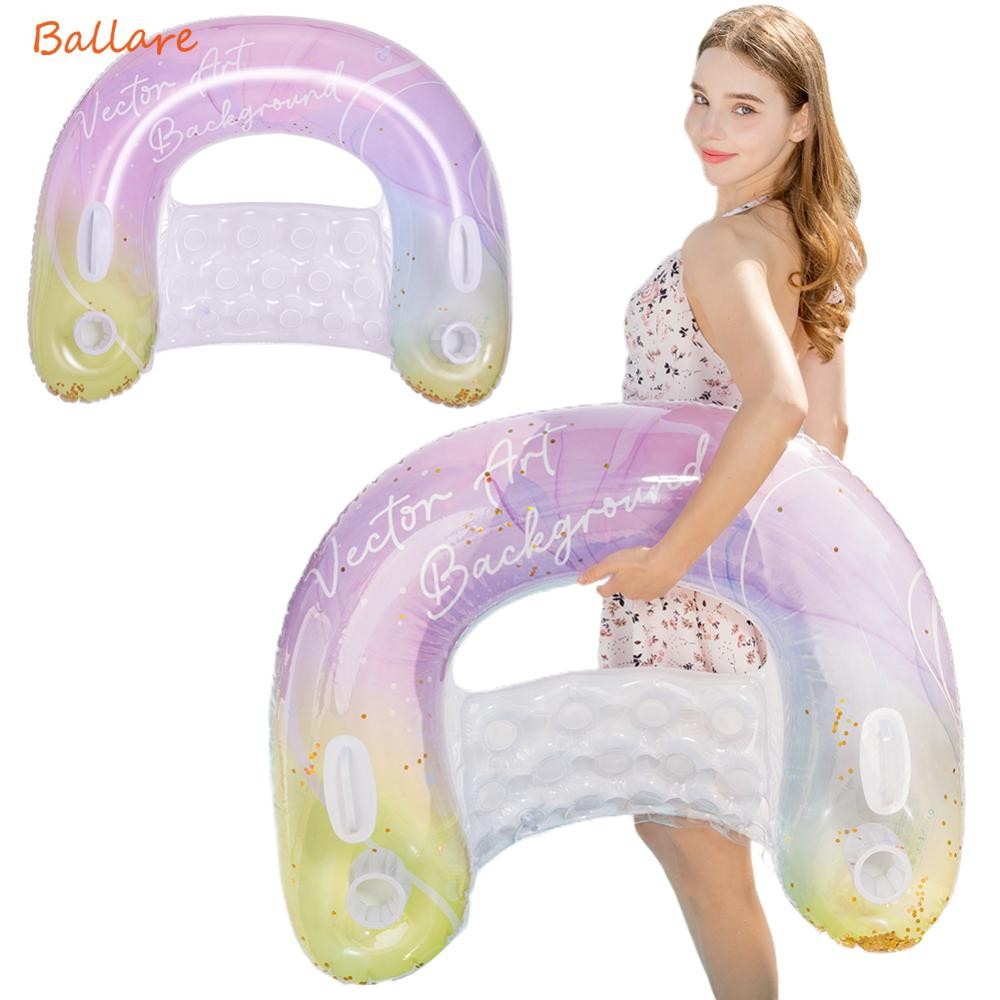 Glitter Sequin Inflatable Pool Float with Cup Holders Pool Lounger Pool ...