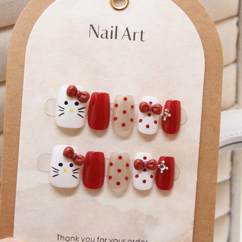 10PCS Cat Eyes Handmade Press on Nails Shiny Fake Nails with Jelly ...