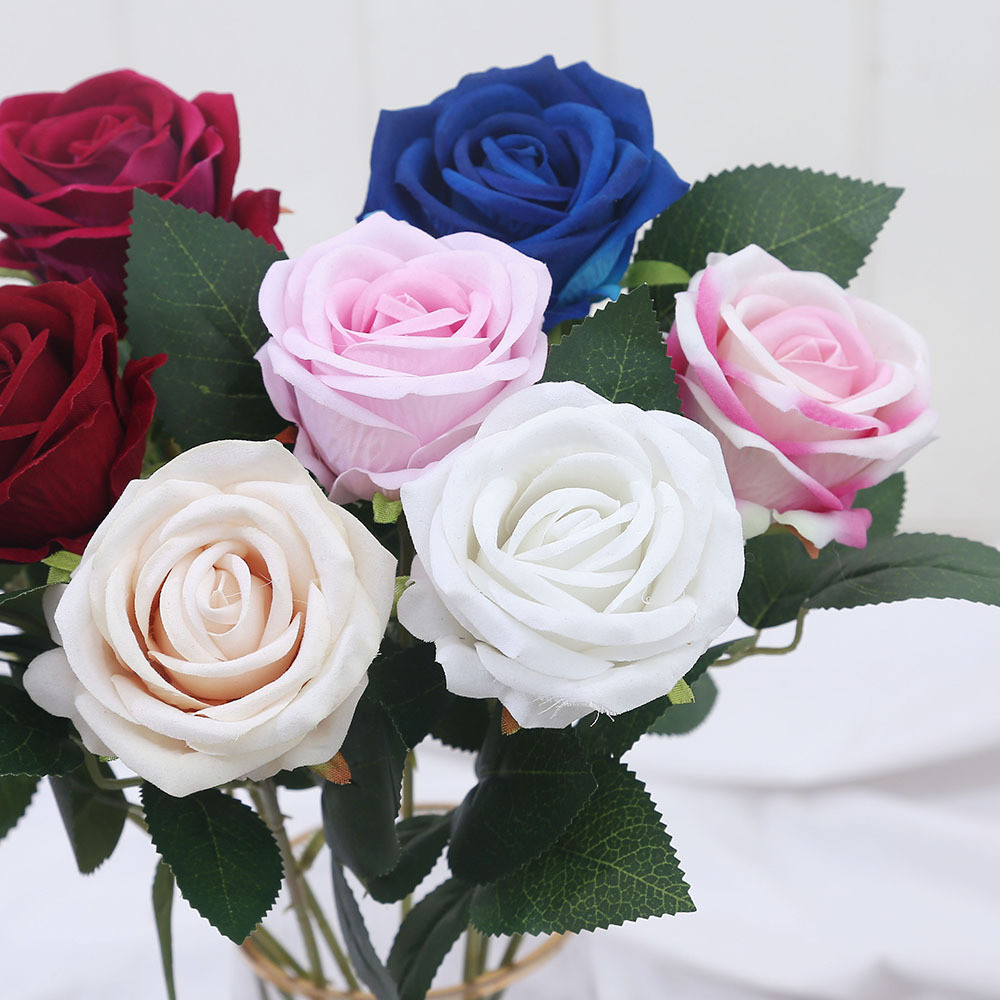 Artificial Silk BIG Rose Flower Fake Flowers Rose Bouquet for Valentine ...
