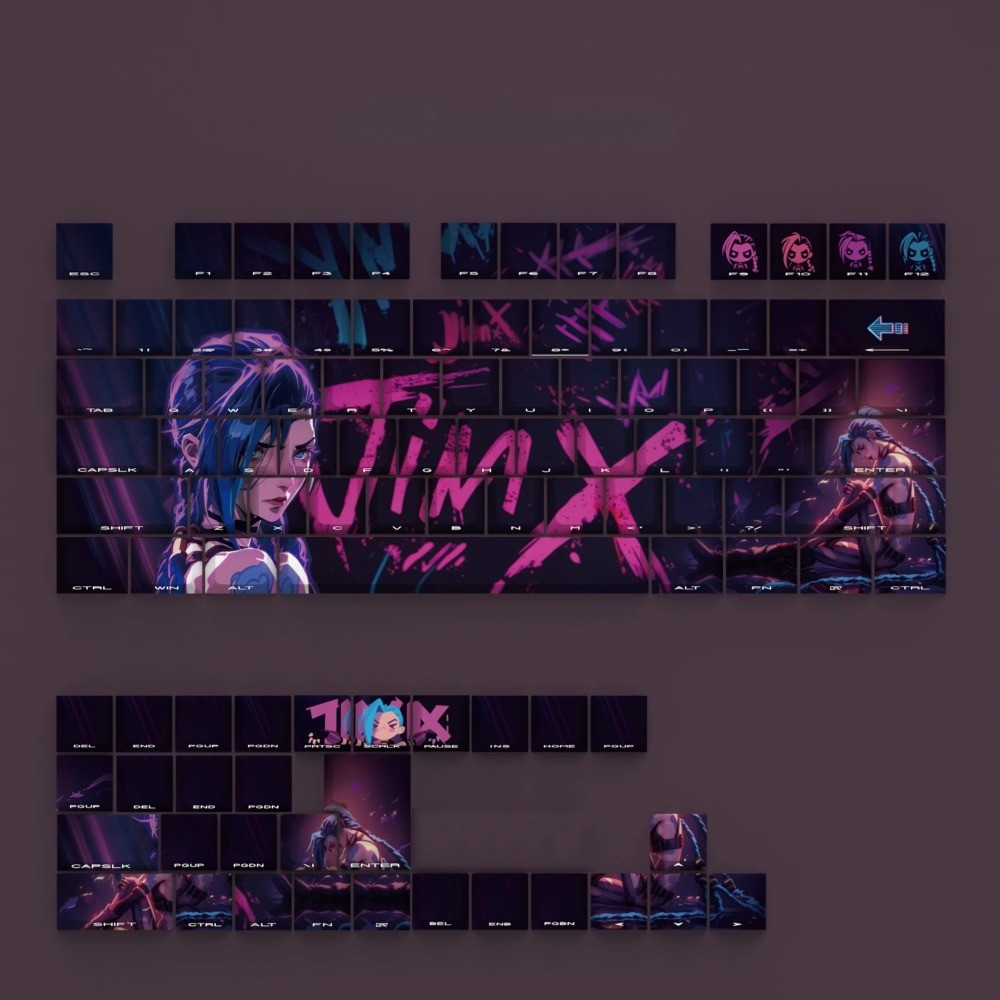 LOL Jinx Keycap Cherry Profile 70/105/118 Keys PBT Five-sided Dye ...