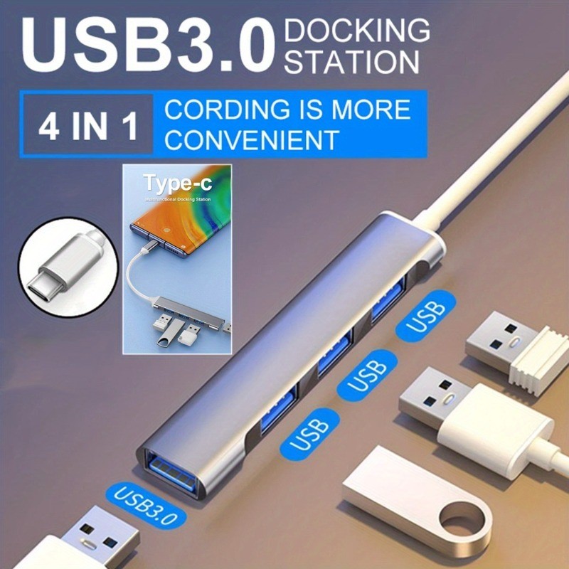 Mini USB Hub Extensions Type C for Phone Aluminum 4 in 1 USB 3.0 5Gbps ...
