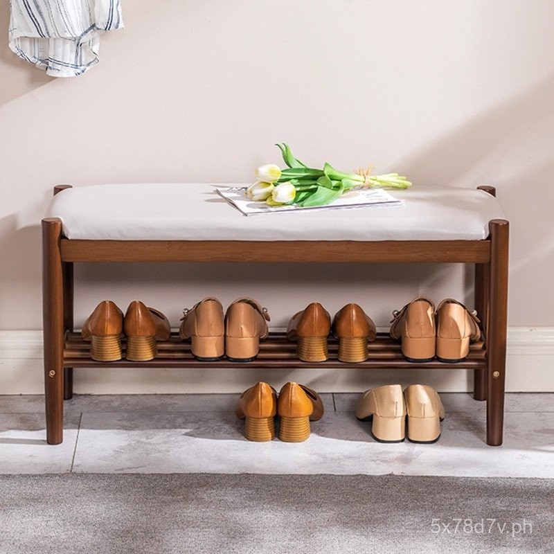 A Wooden Bench Sitting Shoe Cabinet Door Home Home Shoe Rack Stool ...