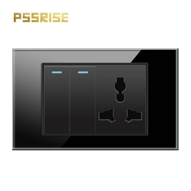 Taiwan Switch Socket Tempered Glass Black Panel Thai American Standard ...