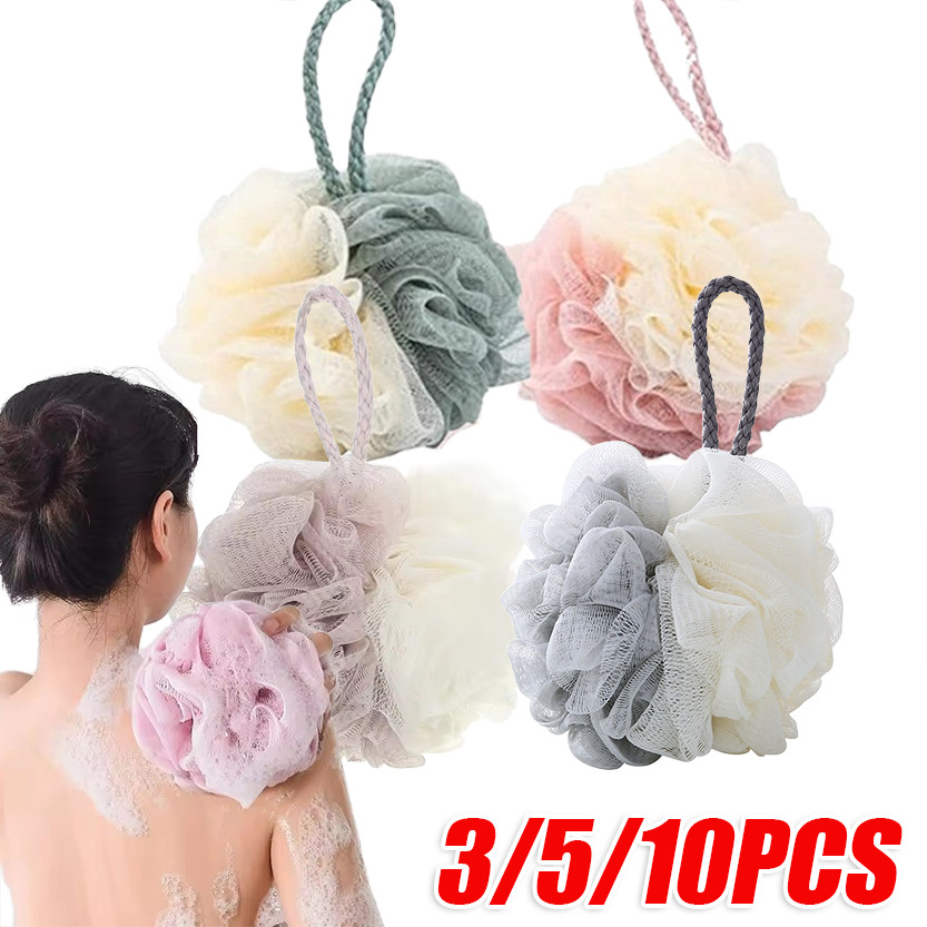 3/5/10Pcs Two-Color Mesh Bath Ball/Body Exfoliating Bath Shower Balls ...