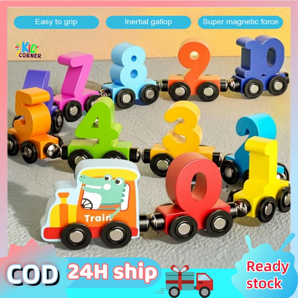 12pcs Magnetic Train Digital Toys Small Train Alphabet Magnet Train ...