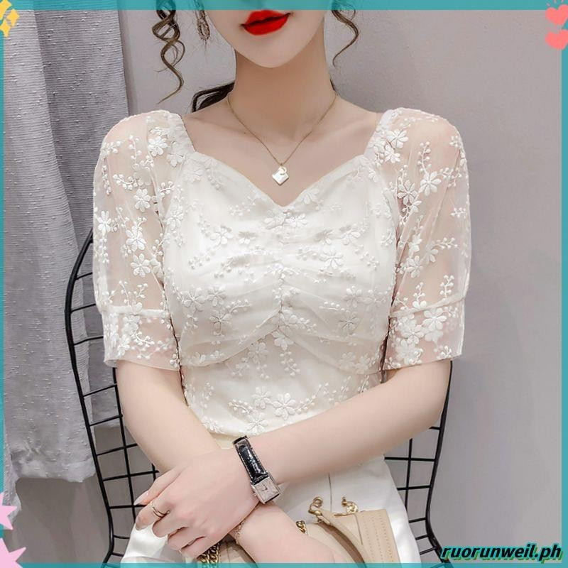 Modern filipiniana top，Modern Filipiniana Top Casual Plain Eyelet ...