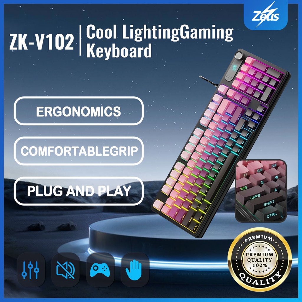 Zeus x Eweadn V102 RGB Mechanical Feel Keyboard 16M RGB Colors Silent ...
