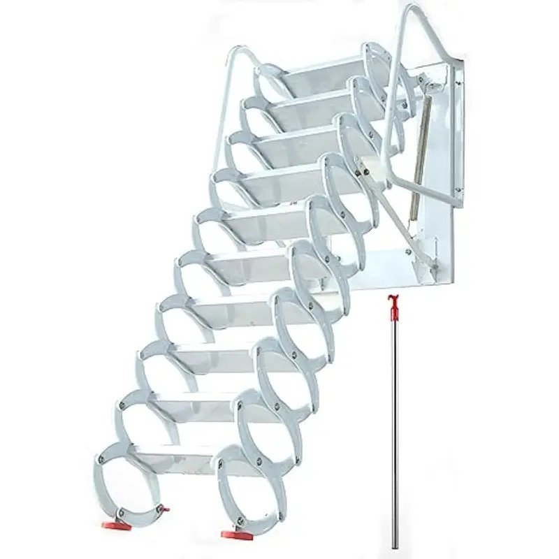 Attic Ladder Wall Mounted Folding Loft Ladder Stairs Pull Down Folding ...