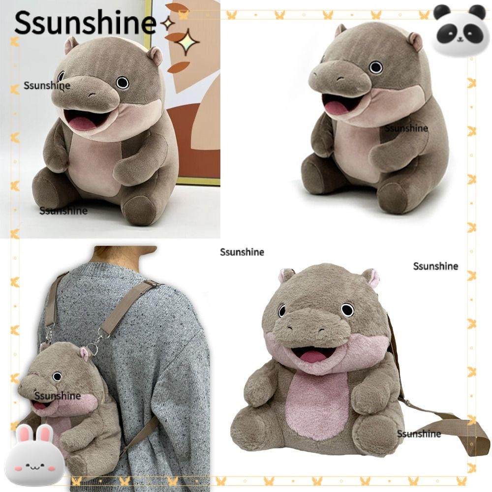 SSUNSHINE Moo Deng Plush Toy, Hippopotamus Baby Soft Moo Deng Backpack ...