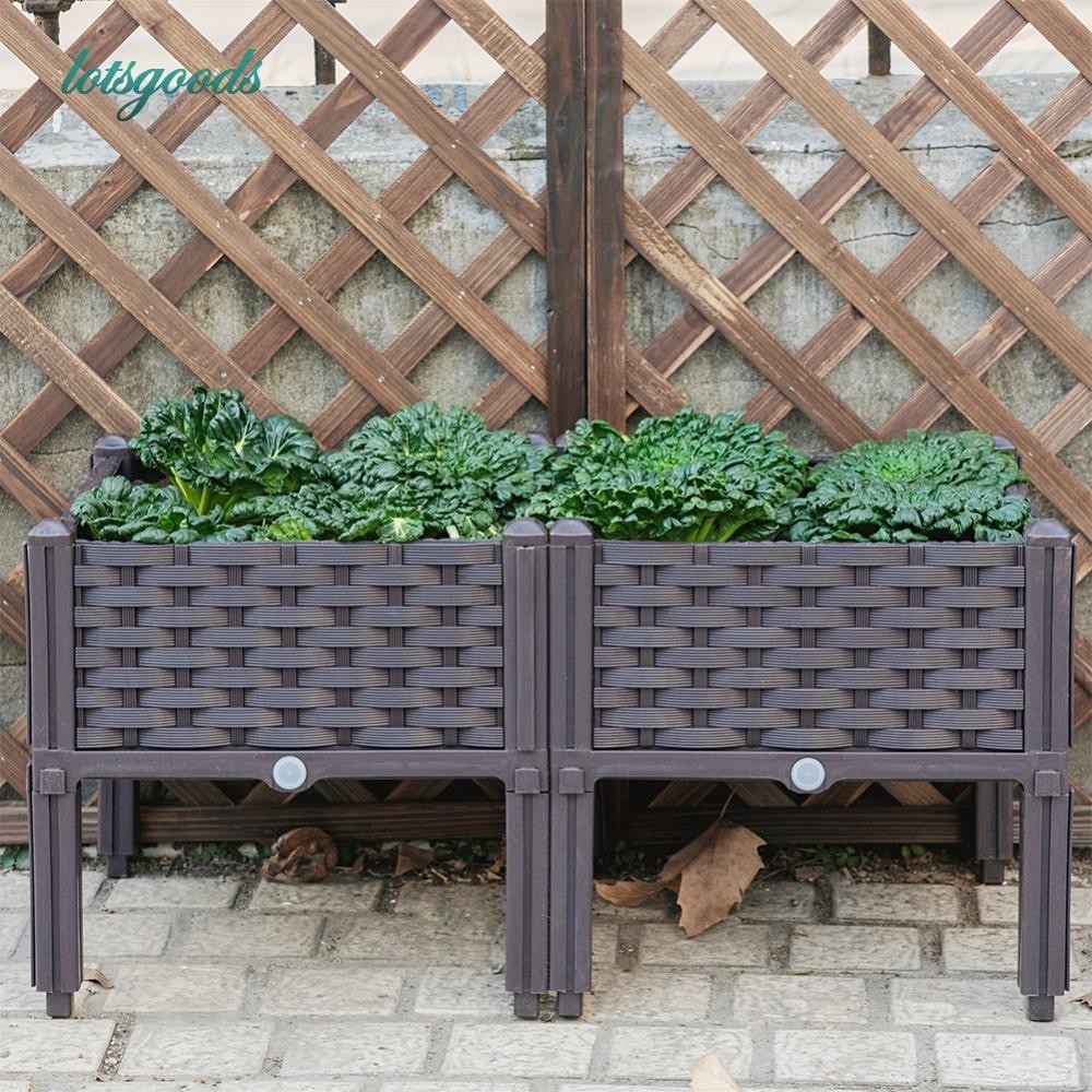 Elevated Plastic Raised Garden Bed Planter Outdoor Planters with ...
