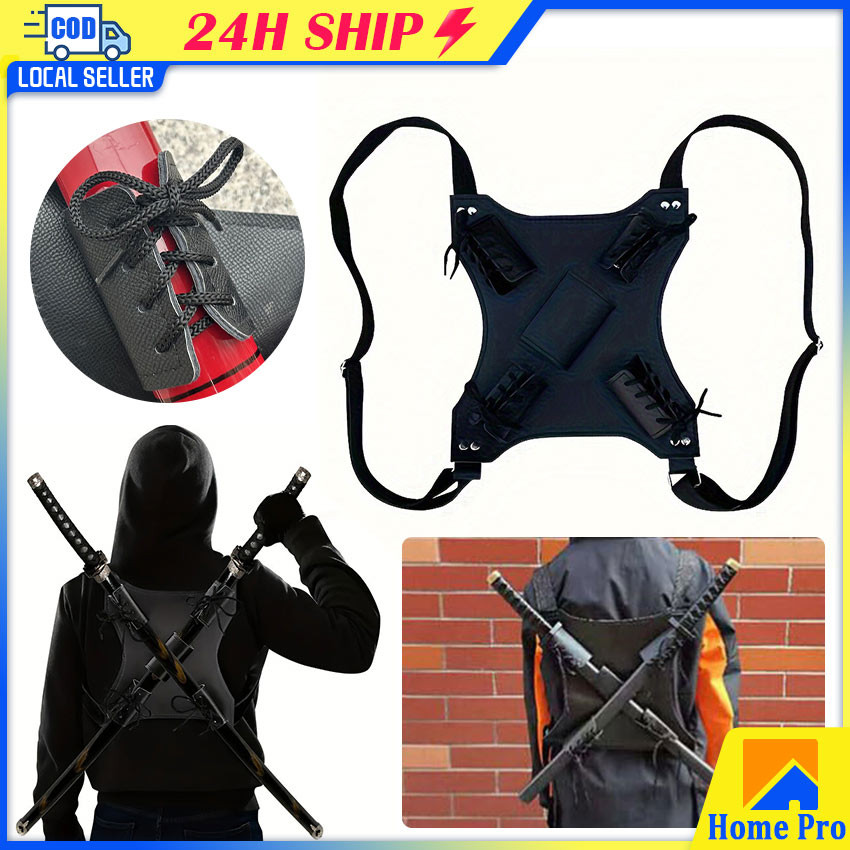 Leather Deadpool Backpack Cross Back Scabbard Cosplay Props Dual Sword ...
