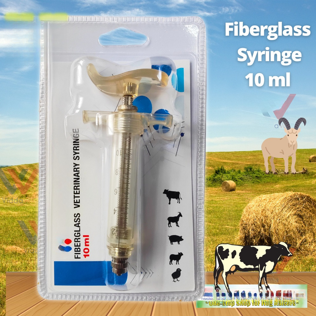 10 mL Fiberglass syringe for pig syringe 10ml syringe 10cc for pigs ...