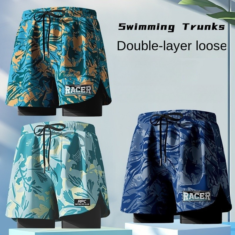Adult New Style Quick Dry Swimsuit Double Layer Swimming Trunks for Man ...