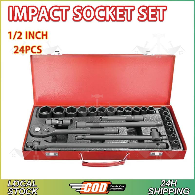 Impact Socket Set |25 Piece 1/2 Inch Drive 6 Point/12 Point Impact ...