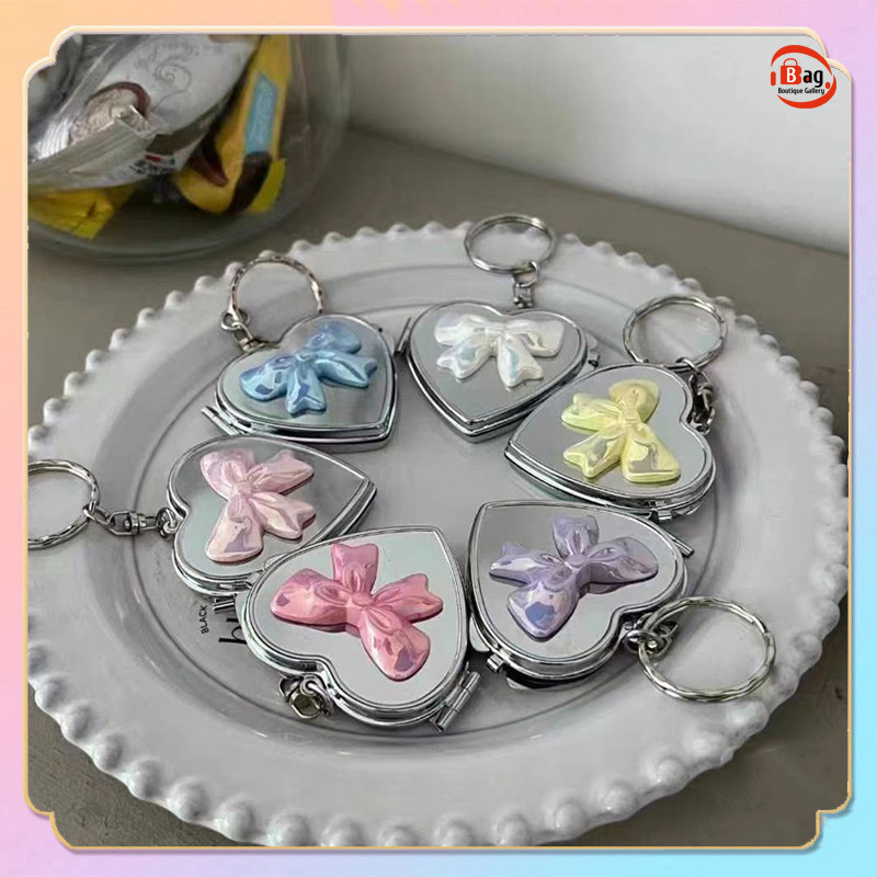 Butterfly Love Heart Mirror Keychain Bag Pendant Mini Makeup Mirror ...