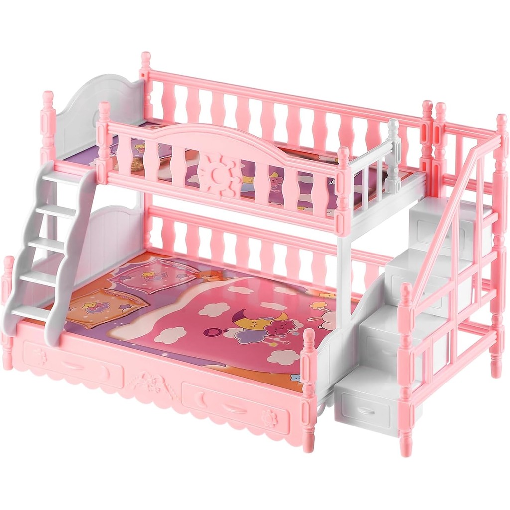 Dollhouse Furniture Doll Bunk Bed Toy Wooden Dollhouse Furniture Doll ...