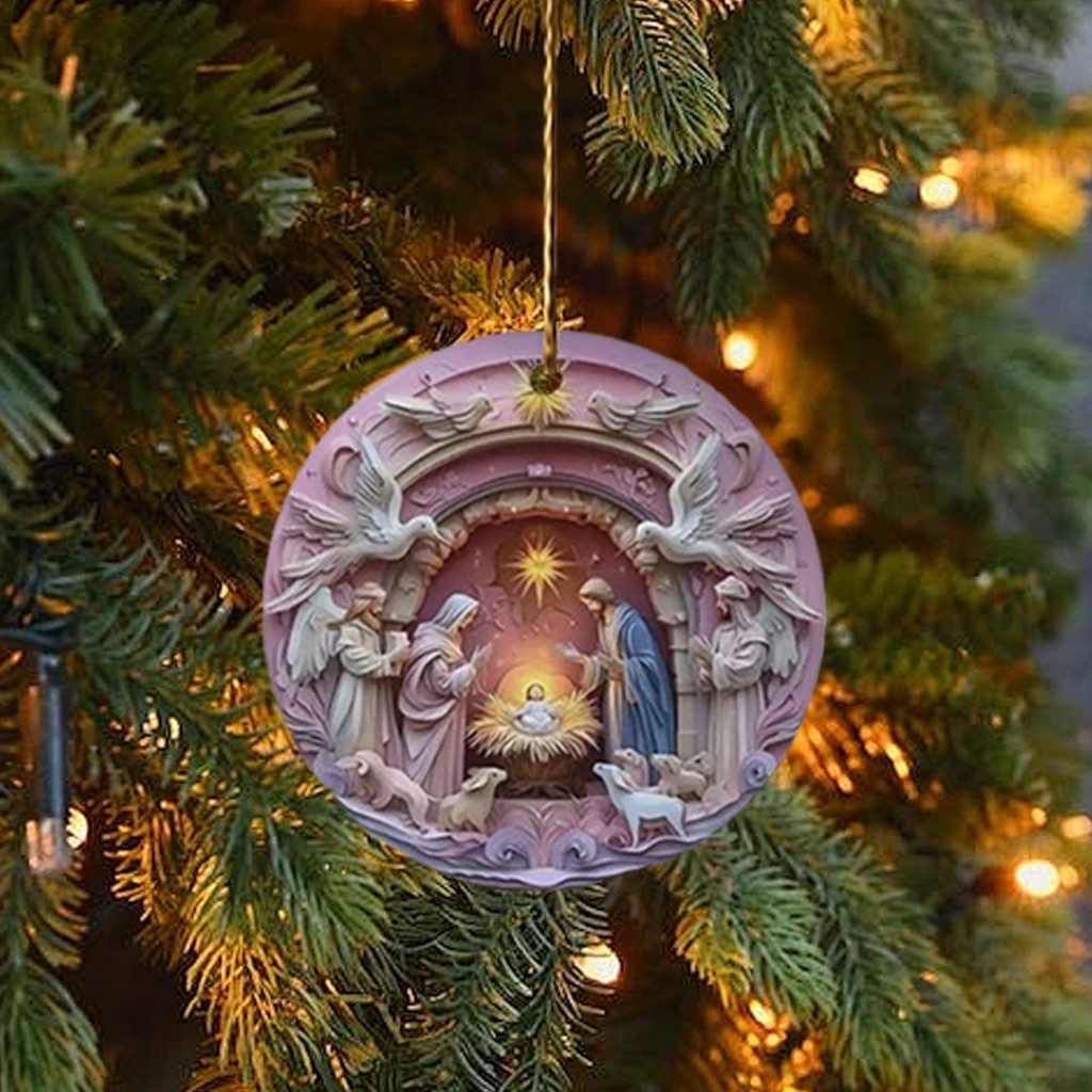 Nativity Scene Ornaments Craft 2D Acrylic Nativity Scene Pendant ...