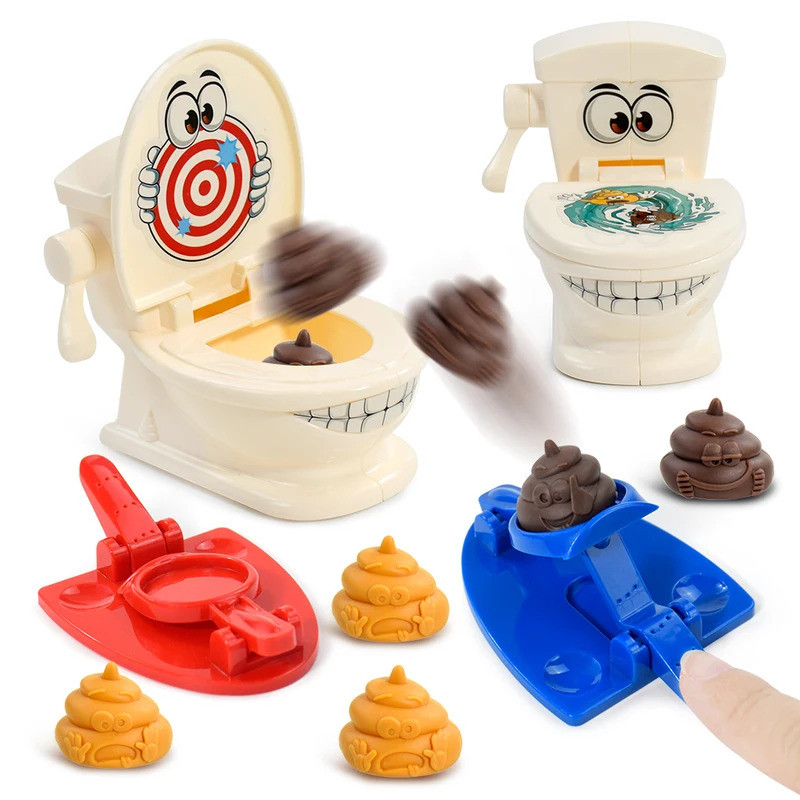 Mini Toilet Anti Stress Toys Two Person Interactive Catapult Toilet Toy ...