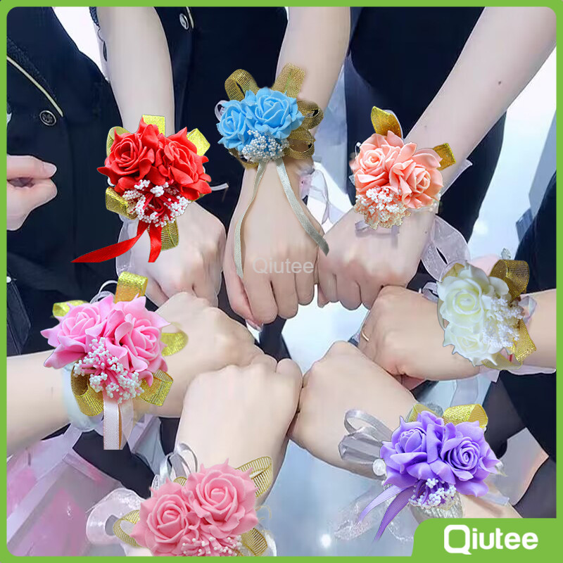Wrist Flower Rose Ribbon Bridal Corsage Hand Decoration Bridesmaids ...