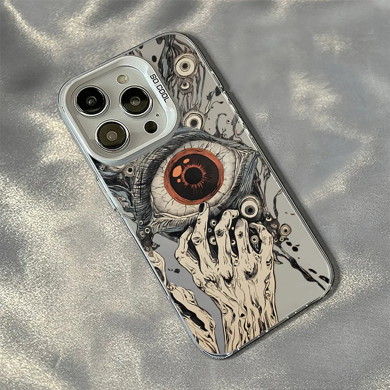 Scary red-eye Plated Silver Phone Case For Xiaomi Poco F6 F5 Pro F4 F3 ...