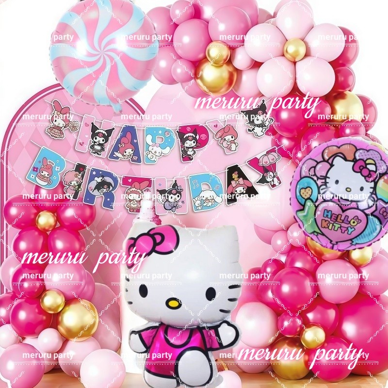 1Set Sanrio Theme Hello Kitty Girl Birthday Party Decoration Balloon ...