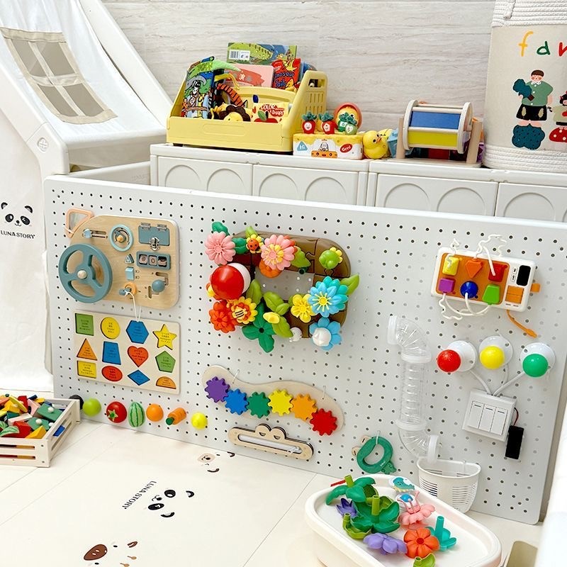 Kids Life Skills Training Toy Montessori Wooden Busy Board DIY Lock ...