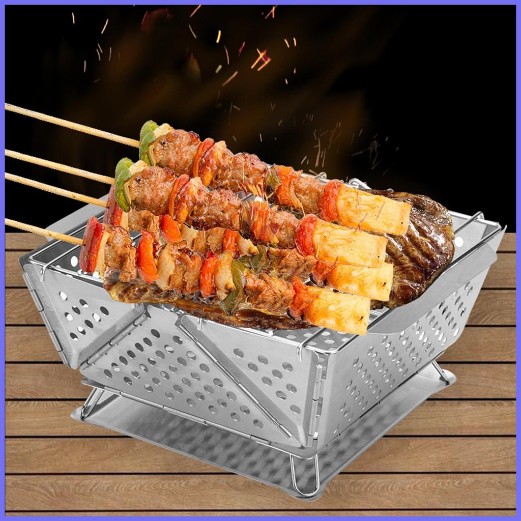 Mini Grill Stainless Steel Barbecue Rack Foldable Portable Multi ...