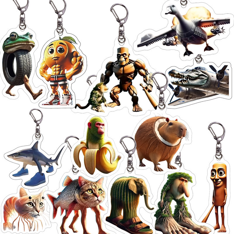 Creative Italian Brainrot Animals Keychains For Accessories Funny Sigma ...