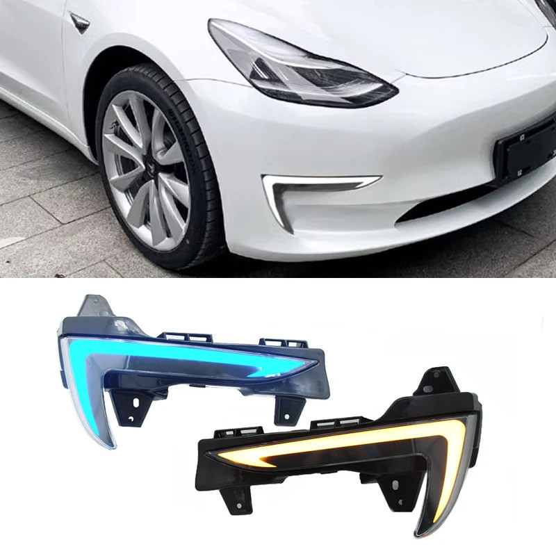 For Tesla Model 3/Y 2021 2022 2023 Car LED Three-Color Front Bumper ...