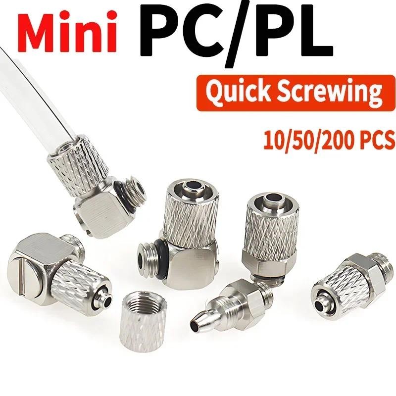 Mini Pneumatic Pipe Connector PC PL Screw Through Quick Fitting Fast ...