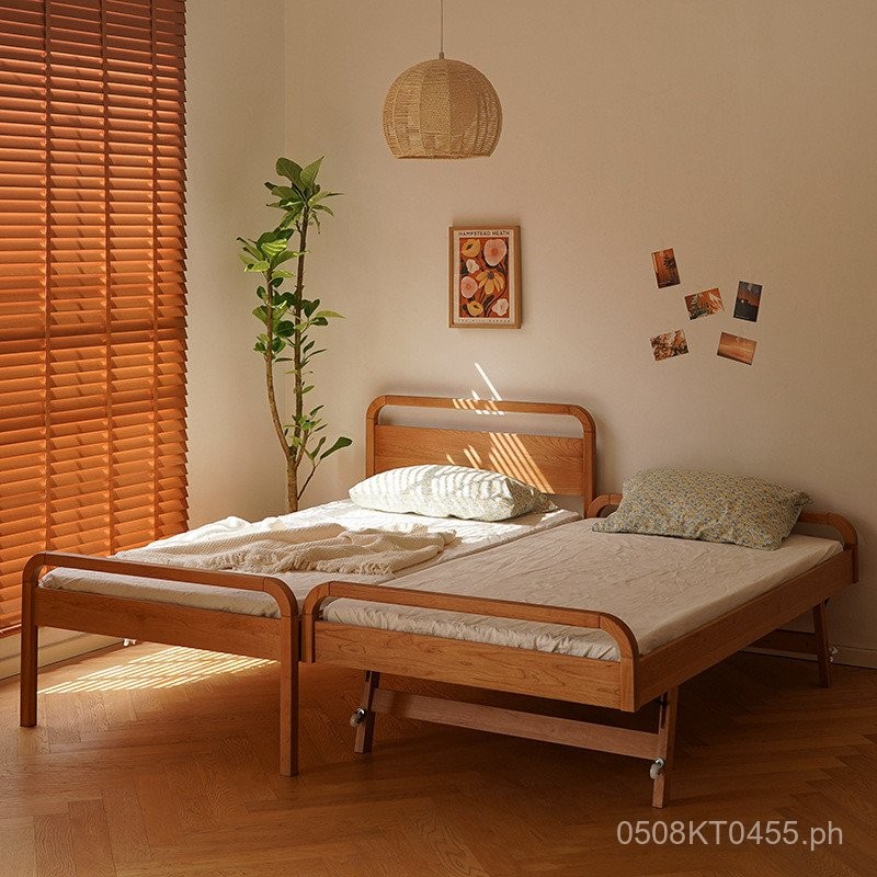 Folding Pull-out Bed B Children's Invisible Cherry Wood Crib Nordic ...