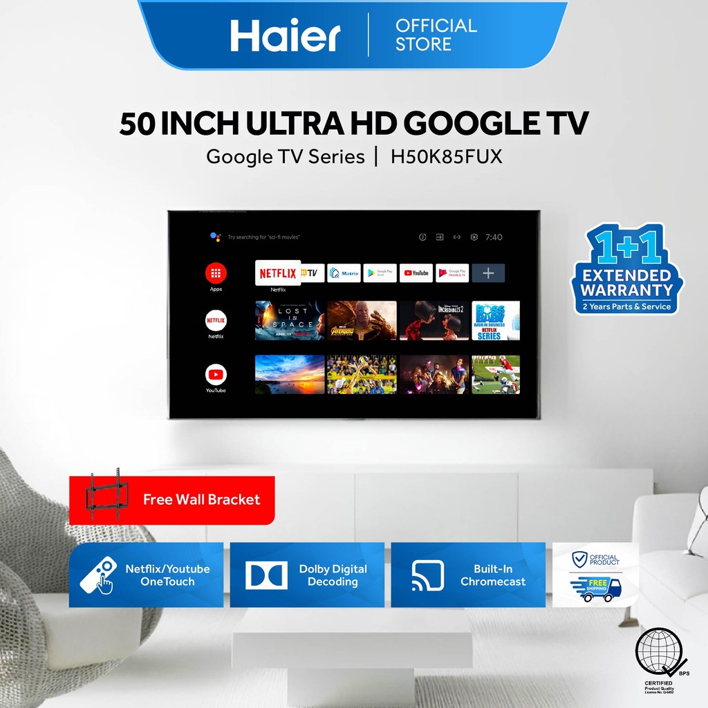 Haier H50K85FUX 50 Inch 4K UHD Google TV (Netflix & Youtube (NCR Delivery only) | Shopee Philippines