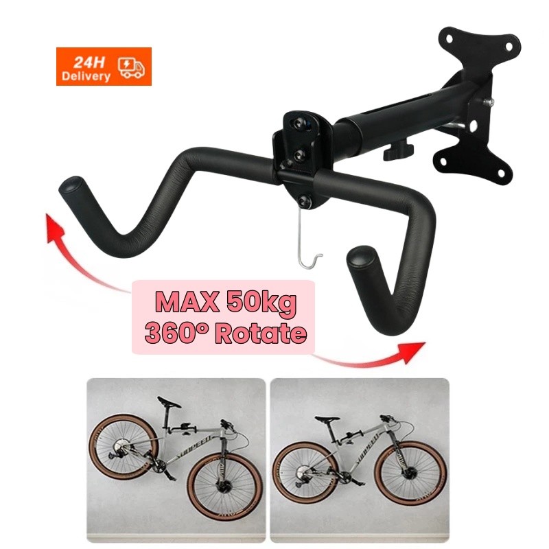 Bike Wall Mount Rack 360° Rotate Hanger MTB Road Bike Hook Duty Max ...