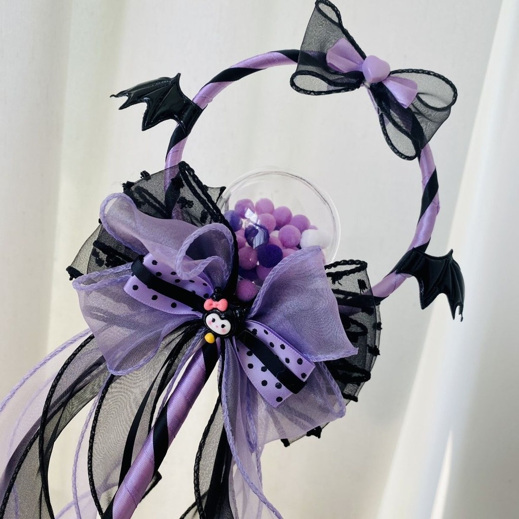 Kuromi Magic Wand Black Purple Lolita Canal Luminous Cartoon Bow Girl ...