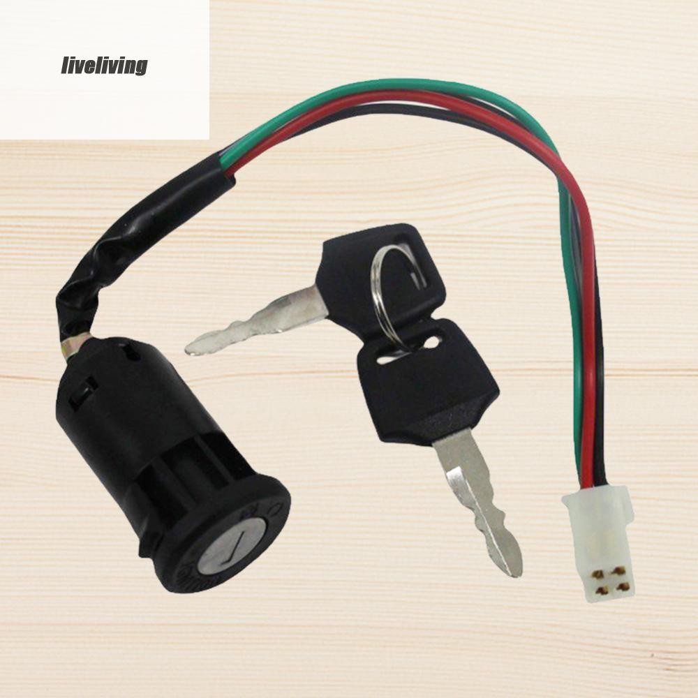 Ignition Key Barrel Switch 4 Pin Wire Ignition Switch with Keys for ATV ...