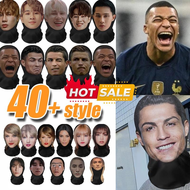 3D Facial Mask Balaclava Full Face Seamless Celebrity Messi Ronaldo ...