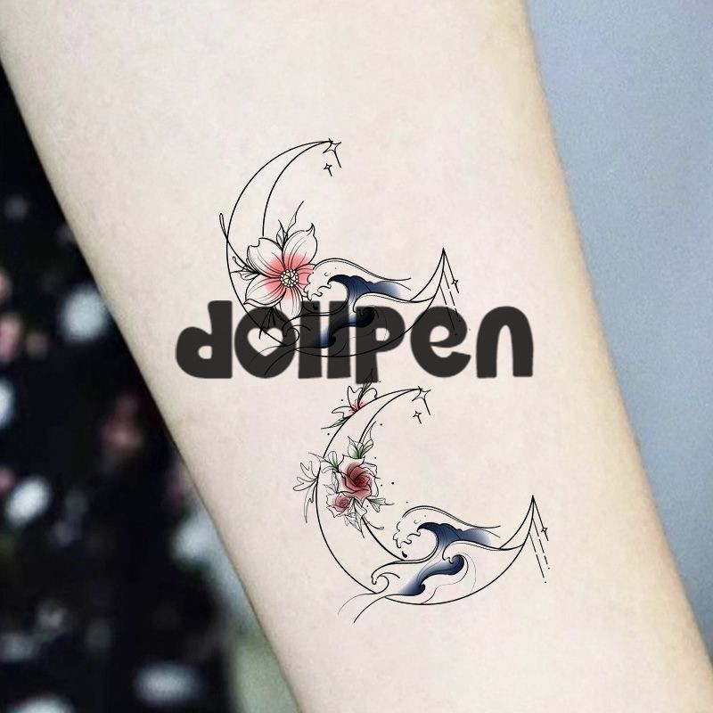 MAWAR 【qing】Waterproof Flower Tattoo Stickers Fake Tattoo Body Lower ...