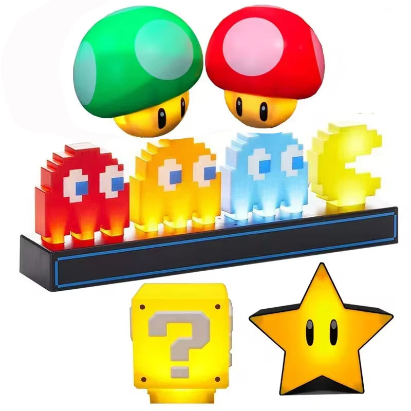 1Pcs Super Mario Bros Lamp Super Star Light Pixel Light Game Charging ...