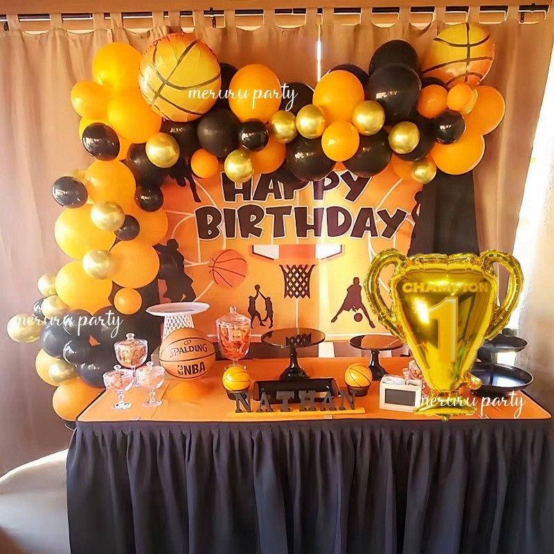 Basketball Party Balloons Garland Arch Kit 4D Basketball Foil Balloon ...
